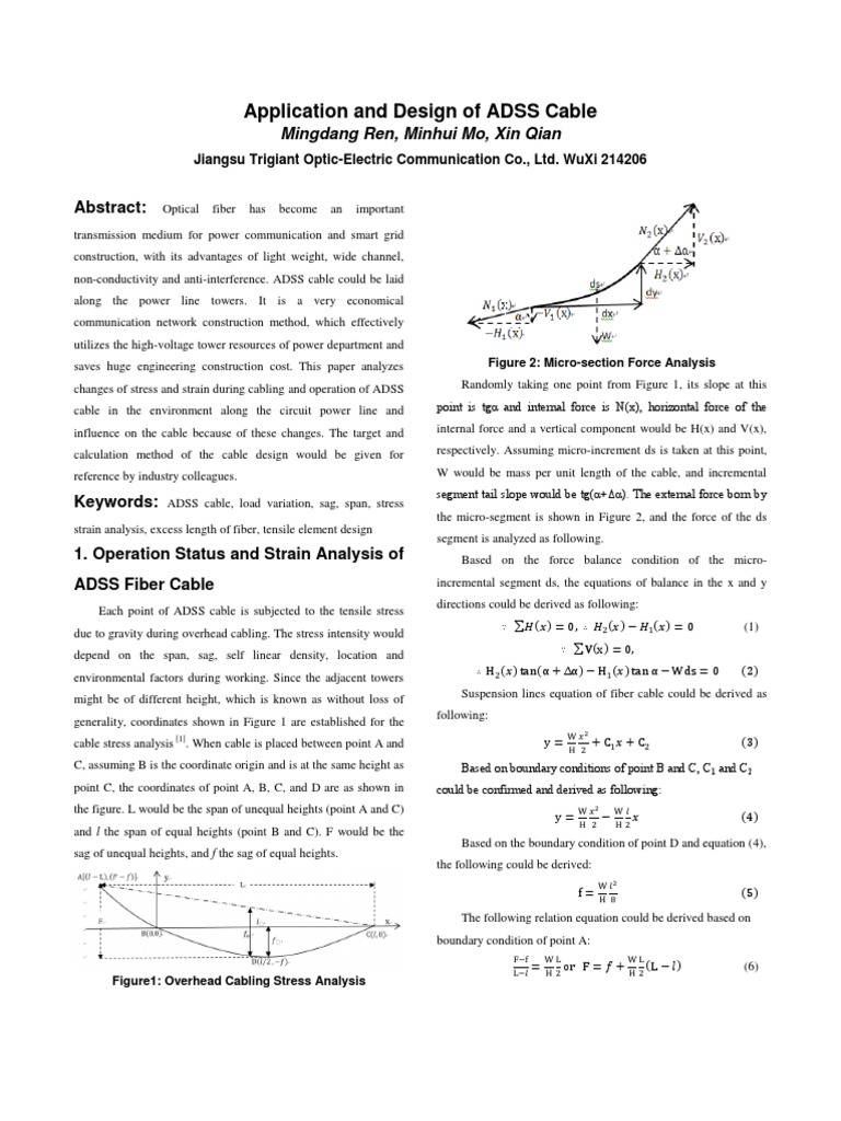 ADSS Cable Design and Stress Analysis | PDF | Optical Fiber | Strength ...
