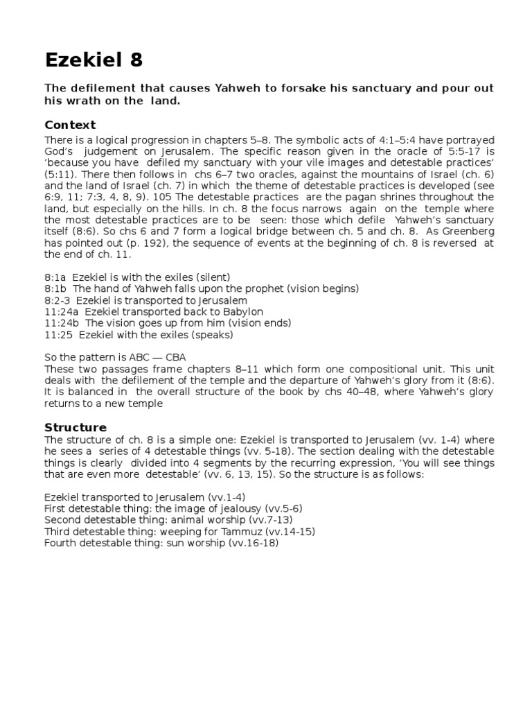 (OT3) Exegetical Template Ezekiel 8 | PDF | Book Of Ezekiel | Yahweh