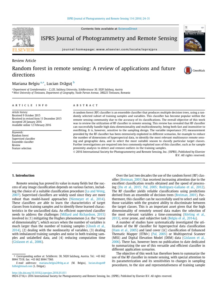 Random Forest in Remote Sensing Review | PDF | Statistical ...