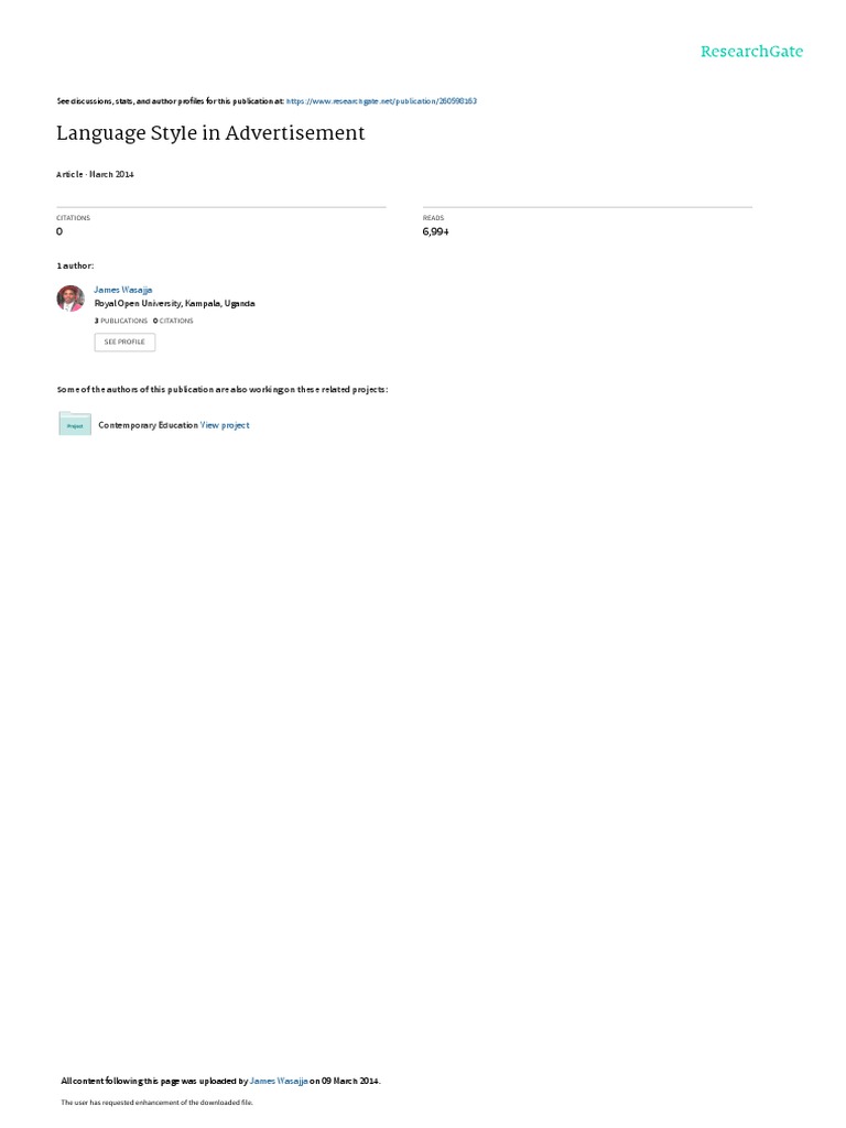 Language Style in Advertisement | PDF | Adjective | Grammar