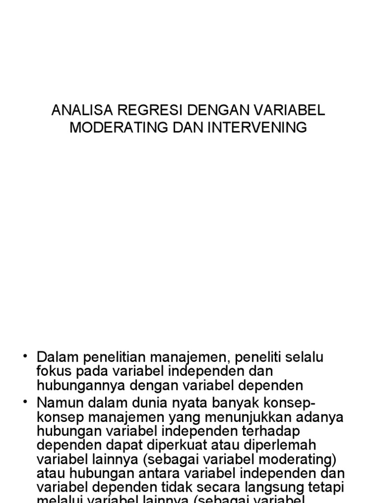 Analisis Regresi: Moderasi & Intervensi | PDF