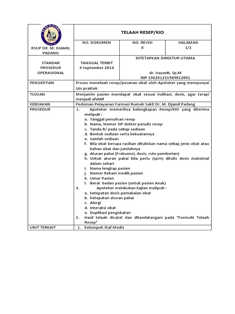 SPO Telaah Resep | PDF