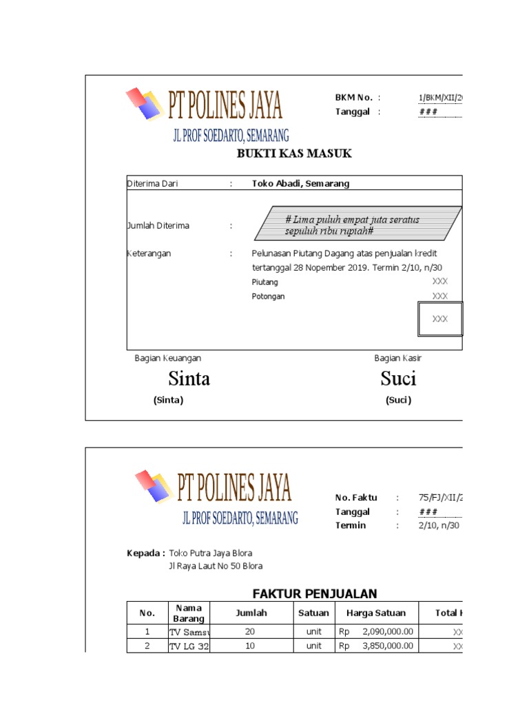 Contoh Form Bukti Transaksi | PDF