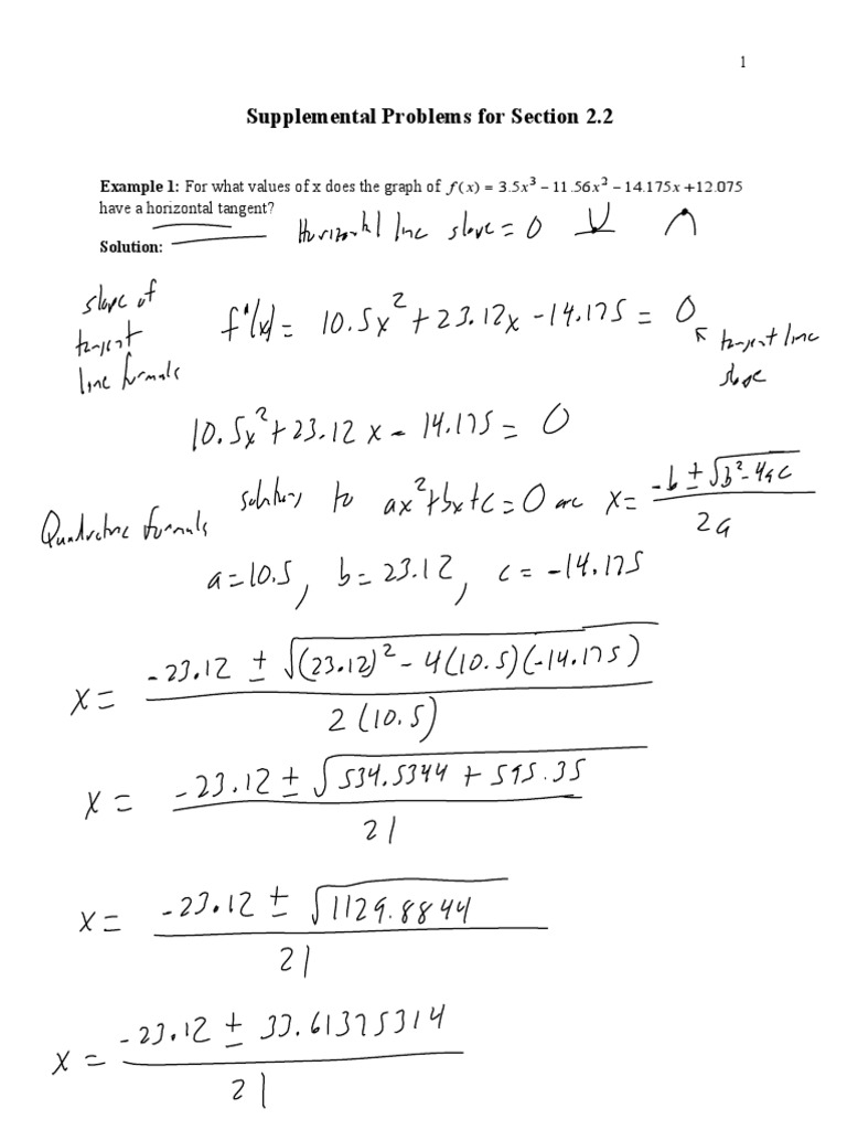 Supplemental Problems For Section 2.2: Example 1: For What Values of X ...