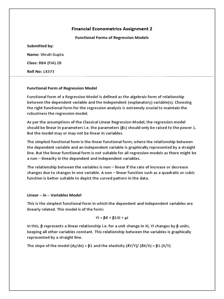 Financial Econometrics Assignment 2 Pdf Coefficient Of Determination Regression Analysis
