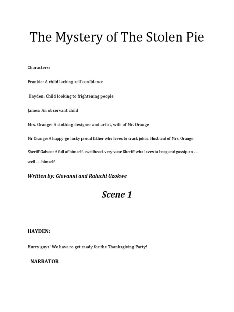 1 The Mystery of The Stolen Pie | PDF | Thanksgiving Dinner | Food And ...