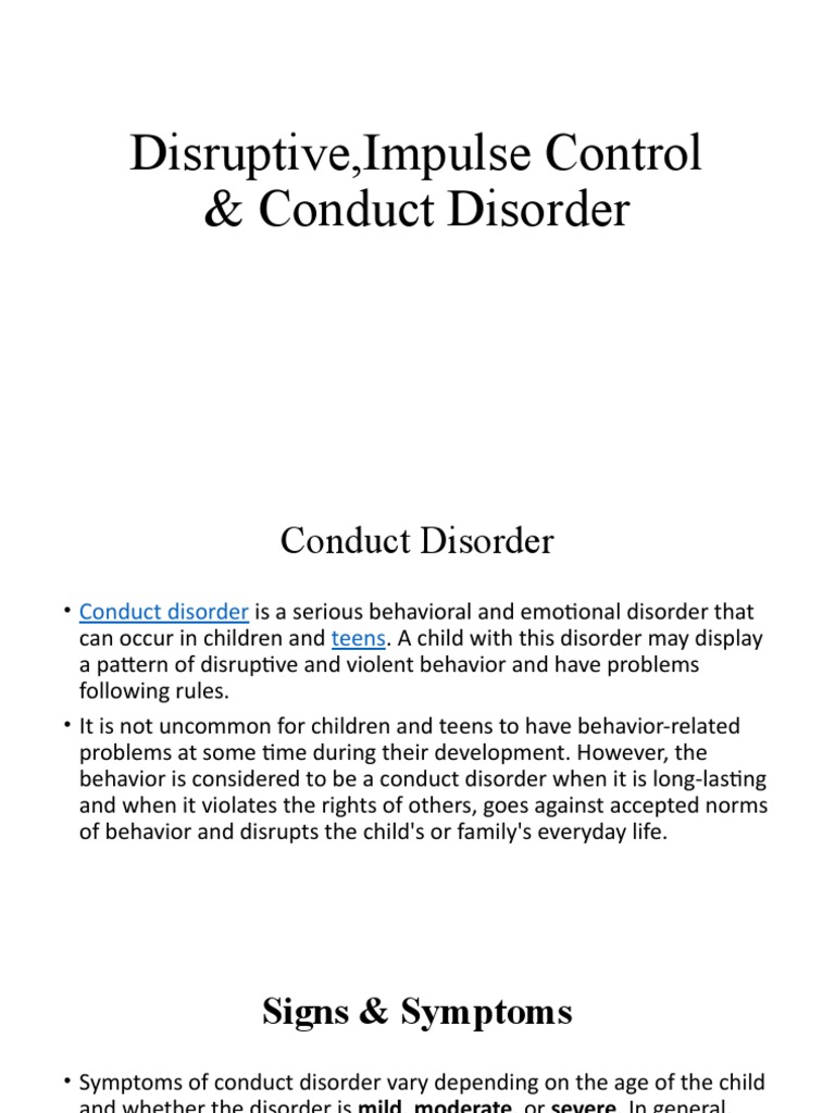 Disruptive Impulse Control & Conduct Disorder | PDF | Mental Disorder ...