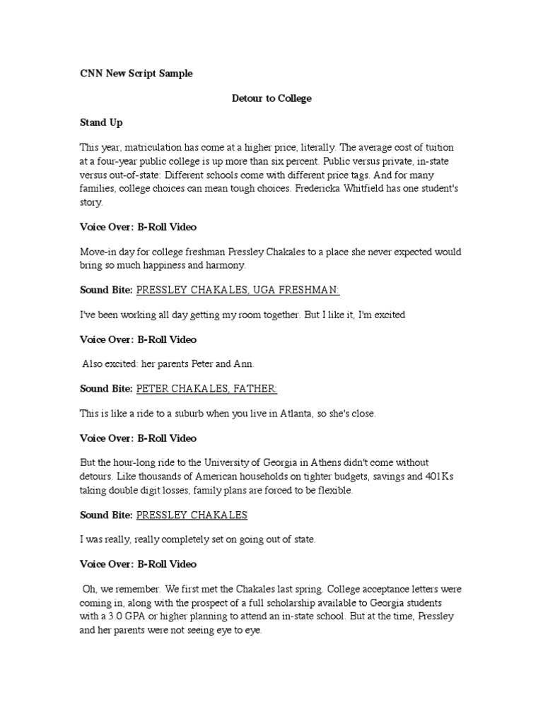 CNN News Script Sample | PDF | Students | Further Education