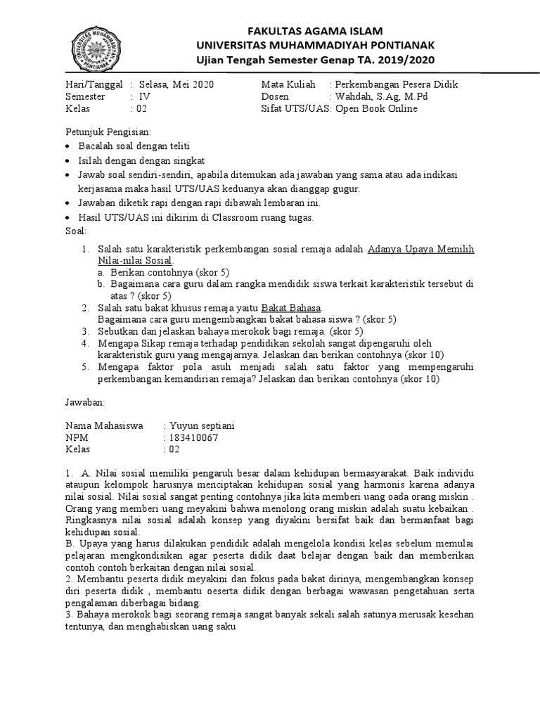 UTS UAS Online PPD 02 | PDF | Ilmu Sosial | Kesehatan Holistik