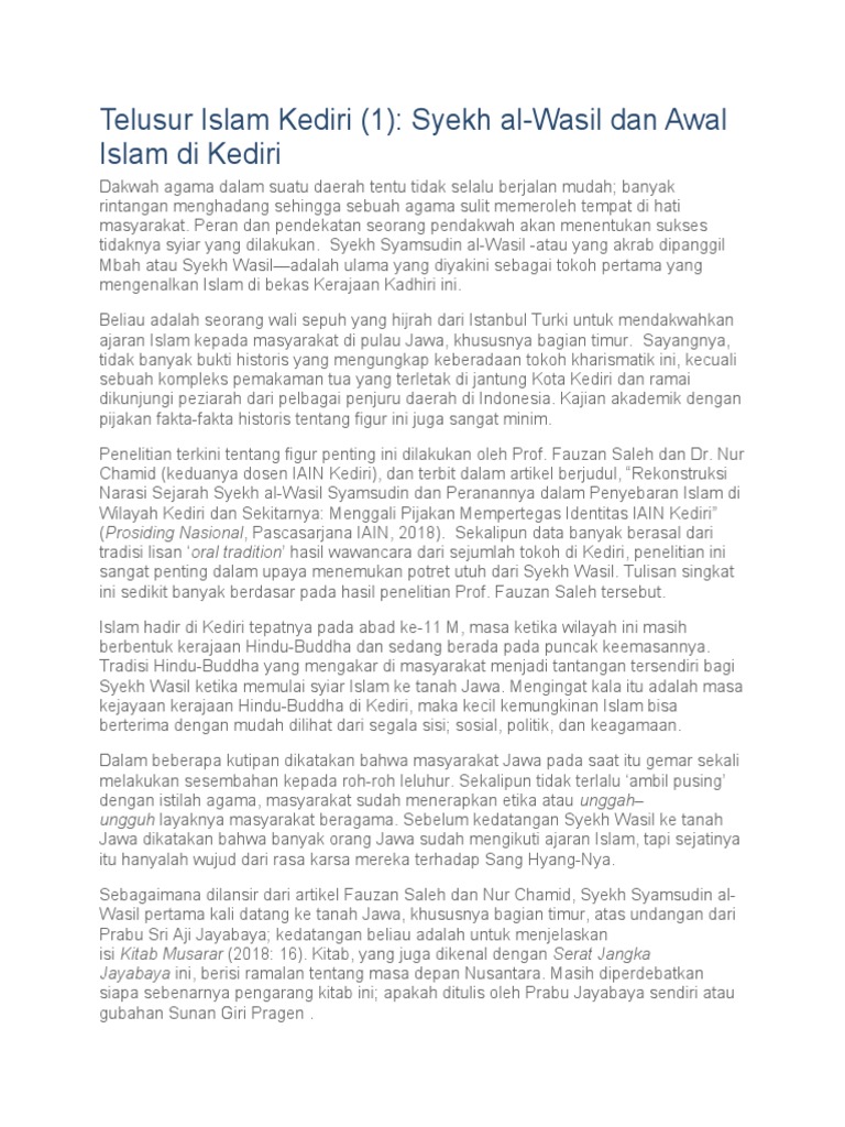 AAAAAAAAA Telusur Islam Kediri Syeikh Wasil | PDF | Agama & Spiritualitas