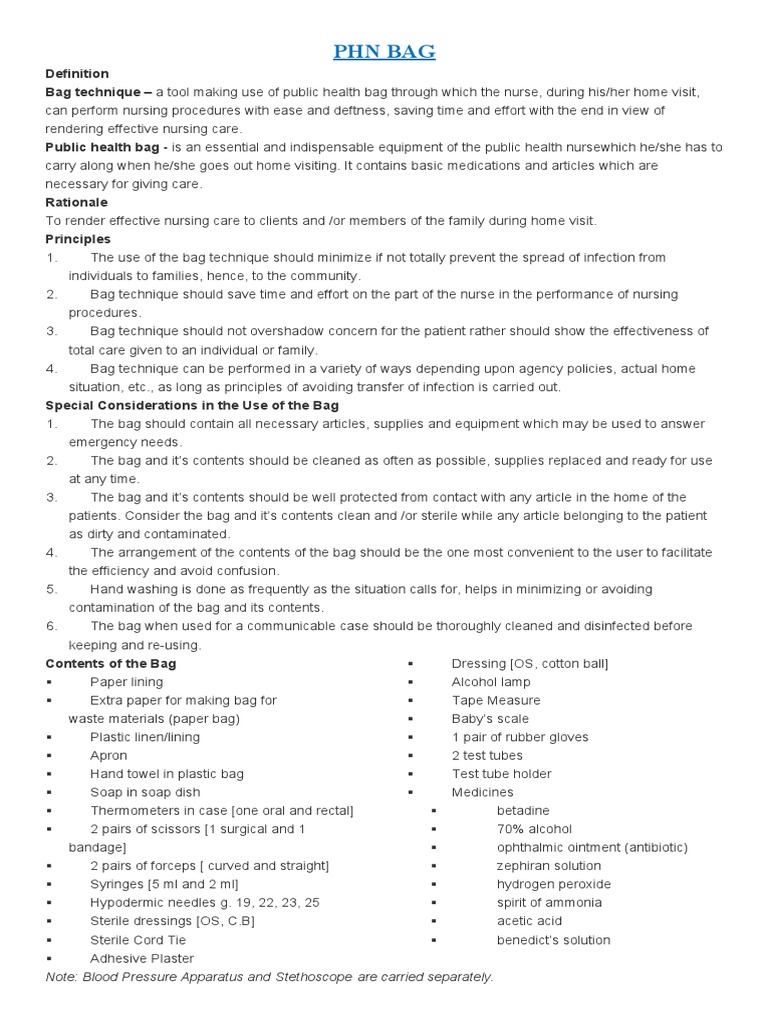 PHN Bag | PDF | Hand Washing | Medicine