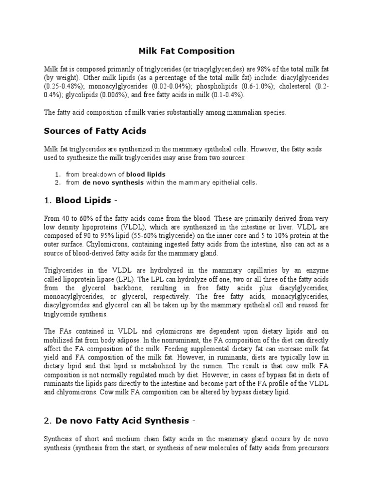 Milk Fat Composition: 1. Blood Lipids | PDF | Lipid | Triglyceride
