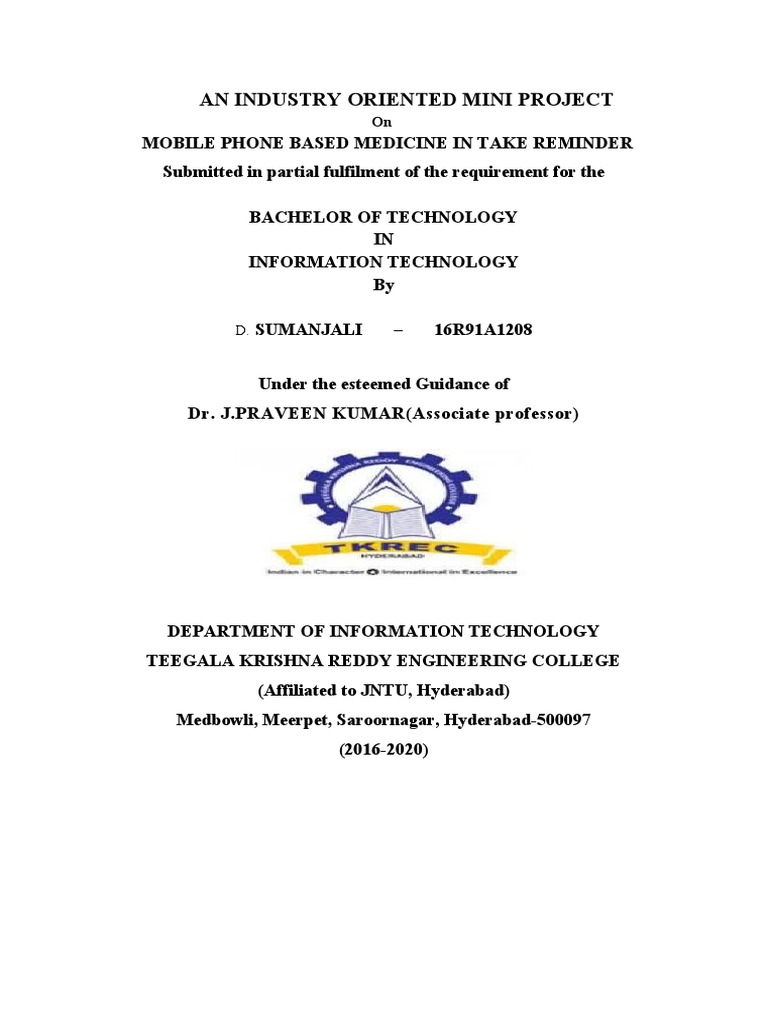 AN INDUSTRY ORIENTED MINI PROJECT - Docx Edited' | PDF | Academic ...