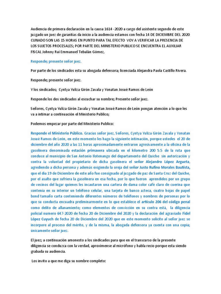 Audiencia Causa SCP 1614-2020 | PDF | Derecho penal | Ley procesal