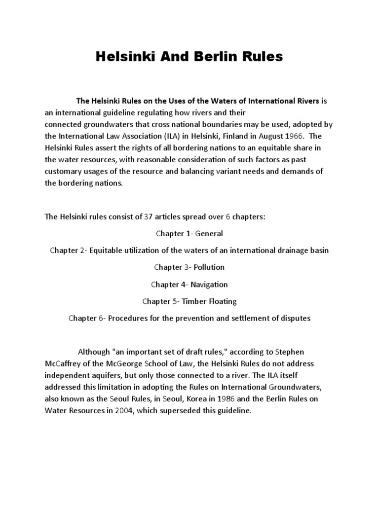 Helsinki and Berlin Rules | PDF