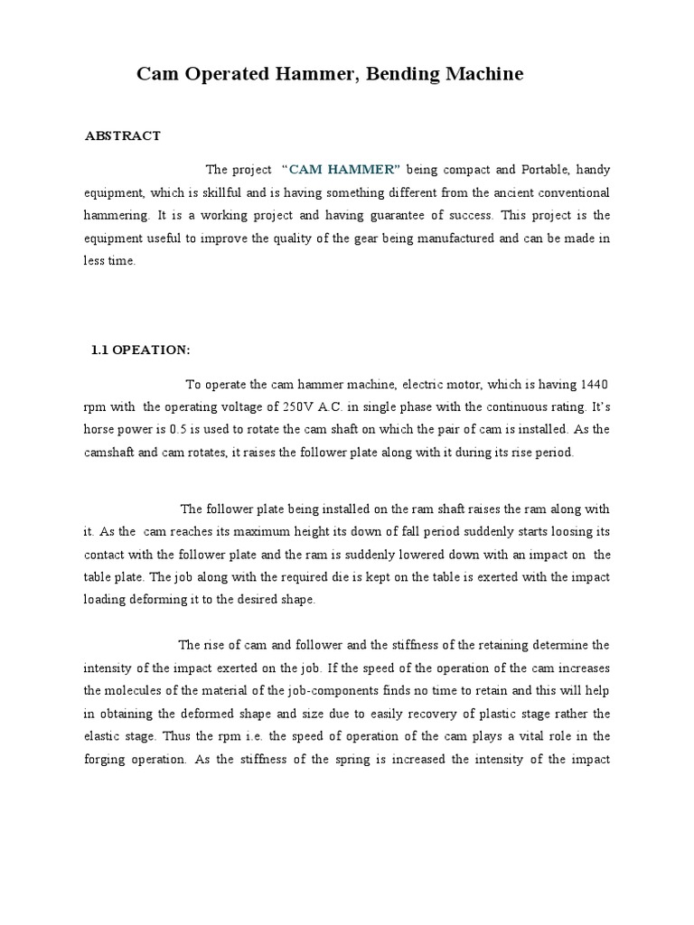 Cam Operated Hammer | Download Free PDF | Electric Motor | Welding