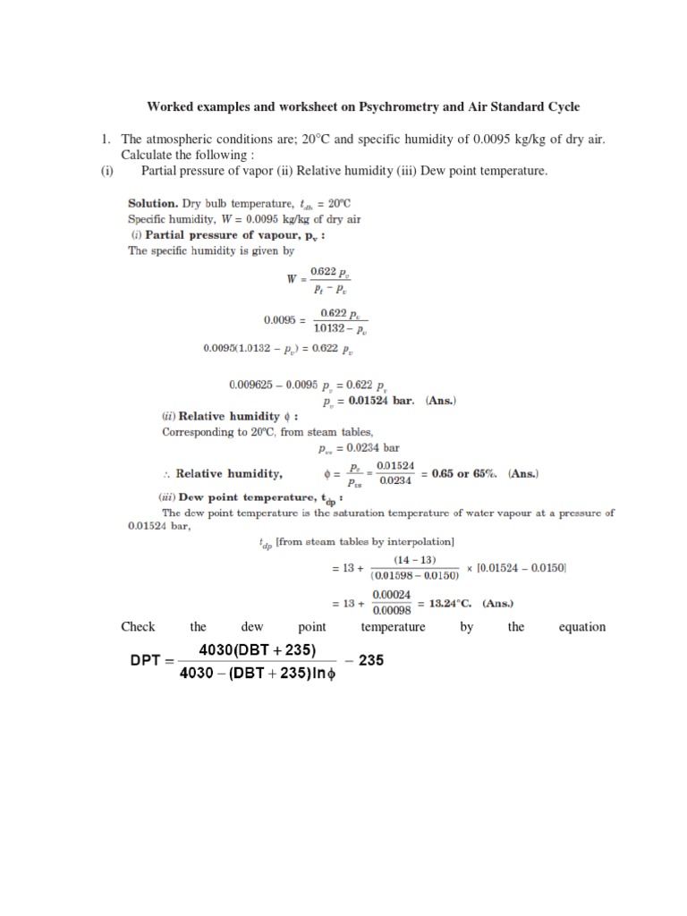Thermo-2 - Worksheet and Assignment 1 | PDF | Relative Humidity | Humidity