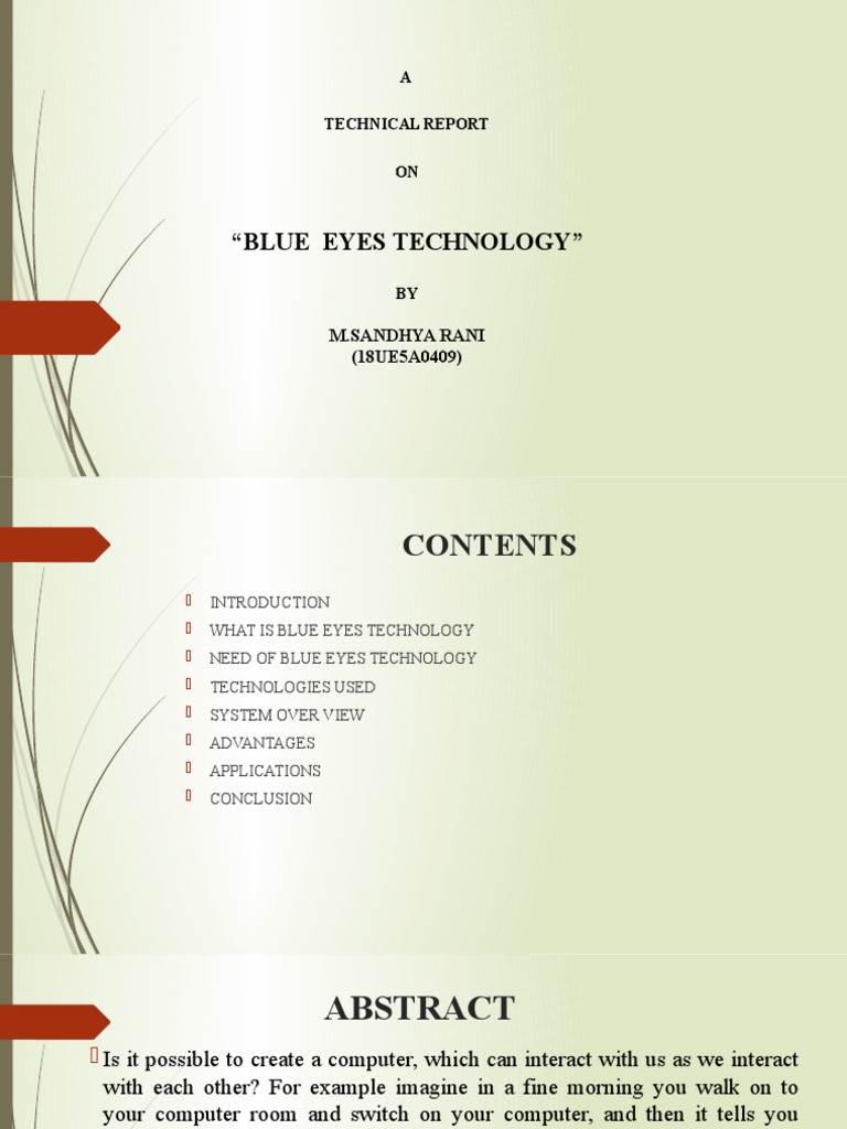 Overview of Blue Eyes Technology | PDF | Perception | Emotions