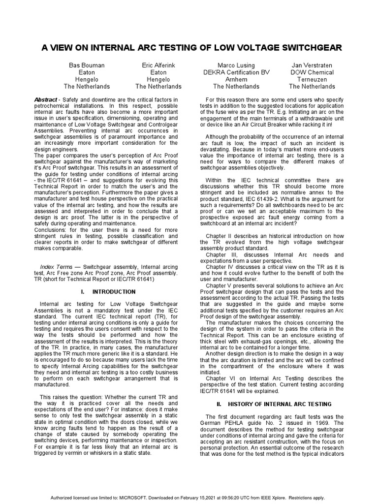 A View On Internal Arc Testing of LV Switchgear | PDF | Electric Arc ...