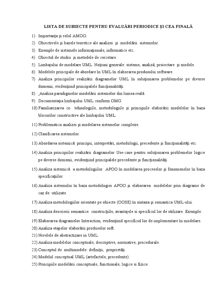 Lista de Subiecte | PDF