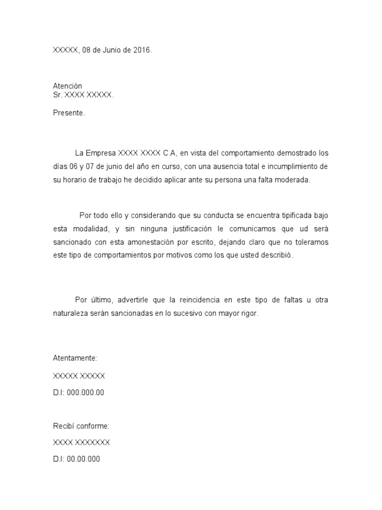 Carta Conducta Inapropiada | PDF
