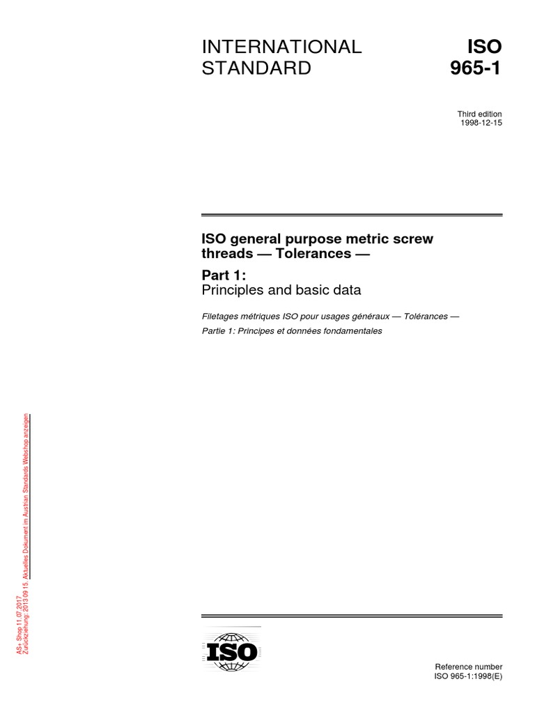 ISO 965-1 Calibrador | PDF | Screw | International Organization For ...