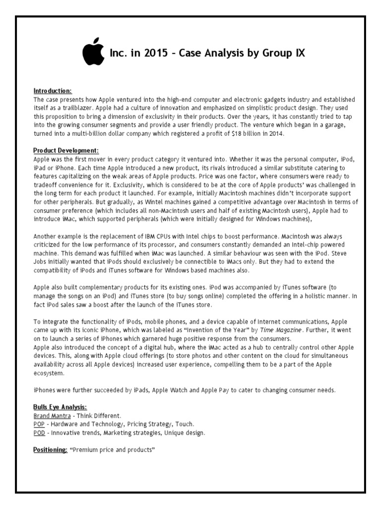 Apple Inc. Case Analysis | PDF | Apple Inc. | Macintosh