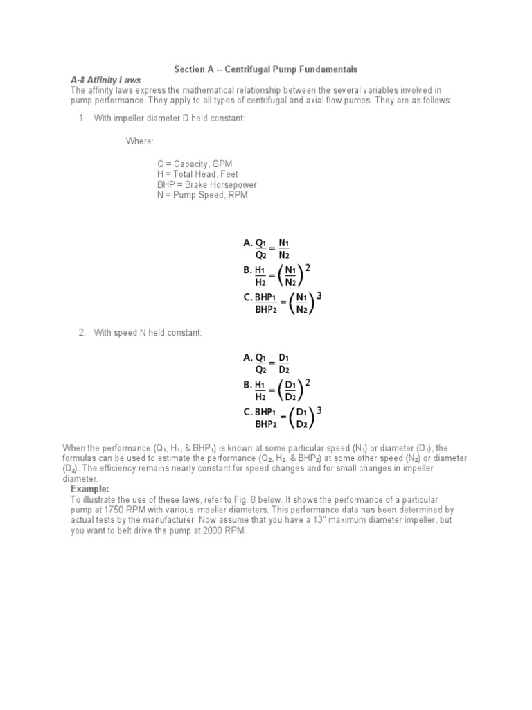 Centrifugal Pump Affinity Laws | PDF | Technology & Engineering
