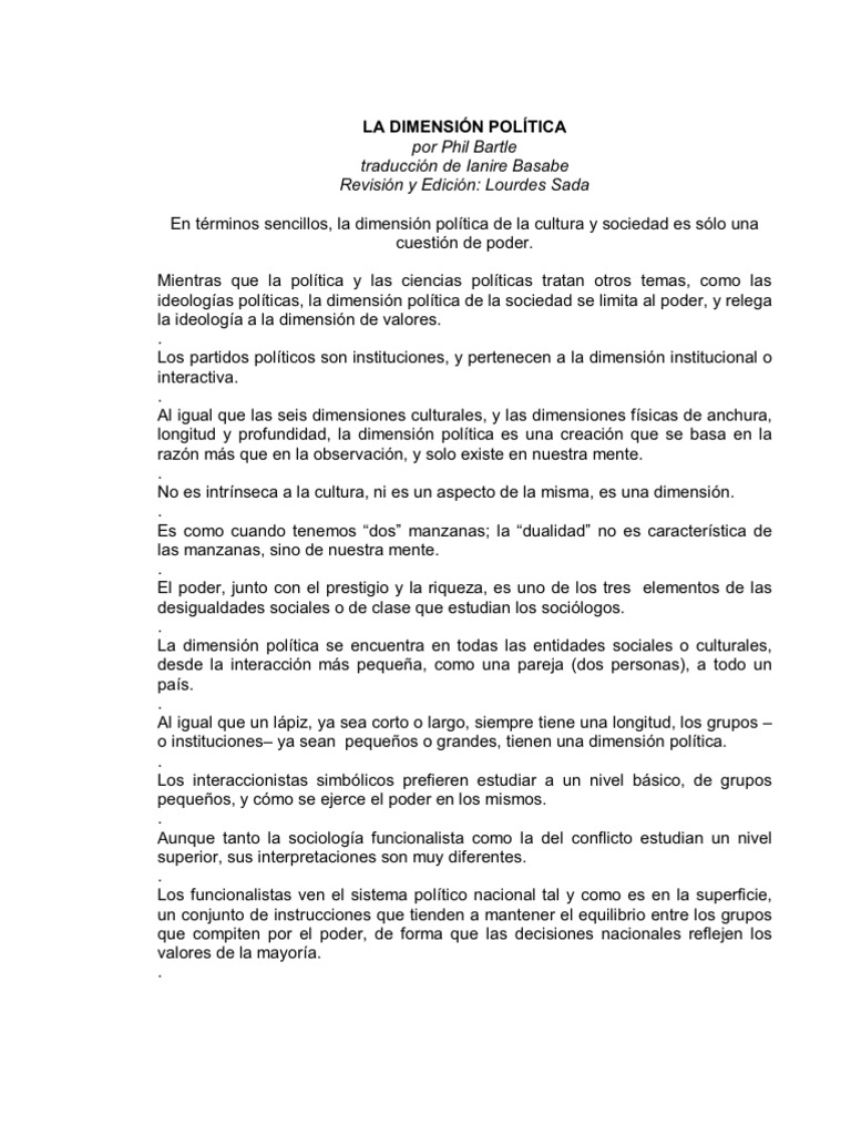 La Dimensión Política | PDF | Poder (social y político) | Democracia