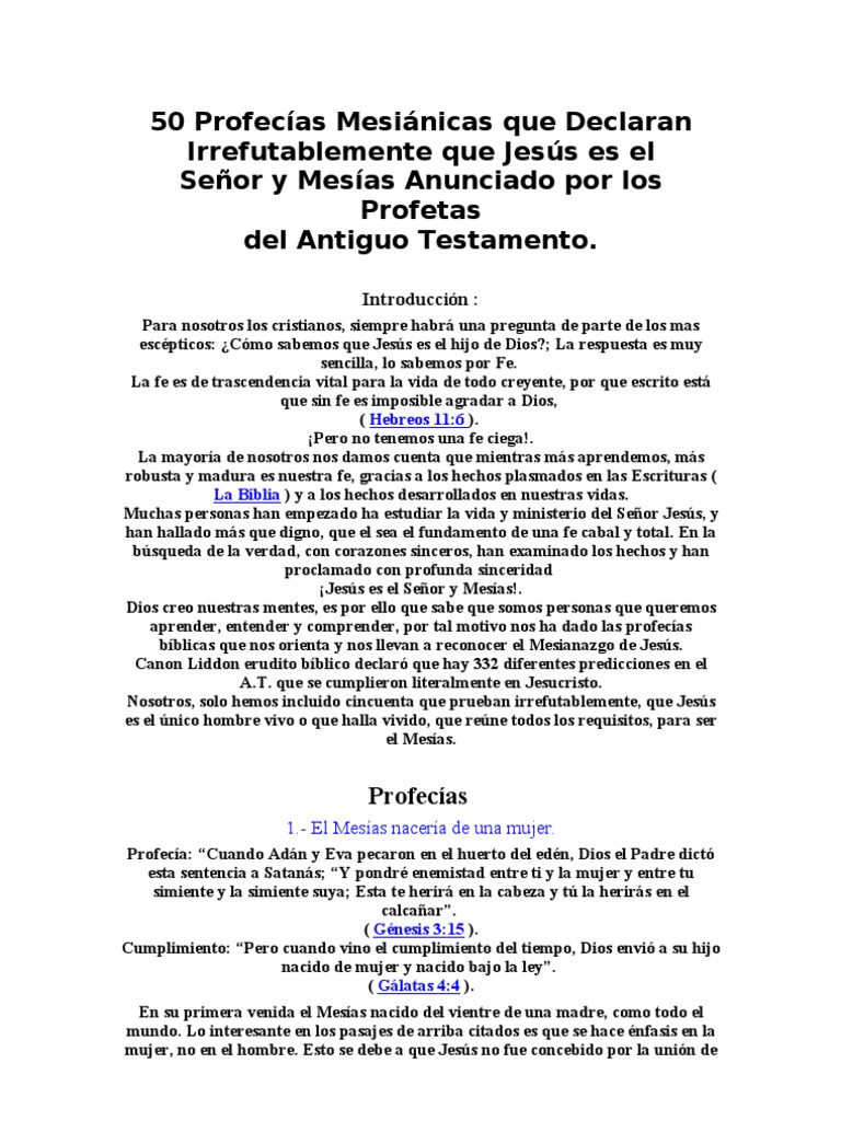50 Profecías Mesiánicas Que Declaran | PDF | María, madre de Jesús | Jesús