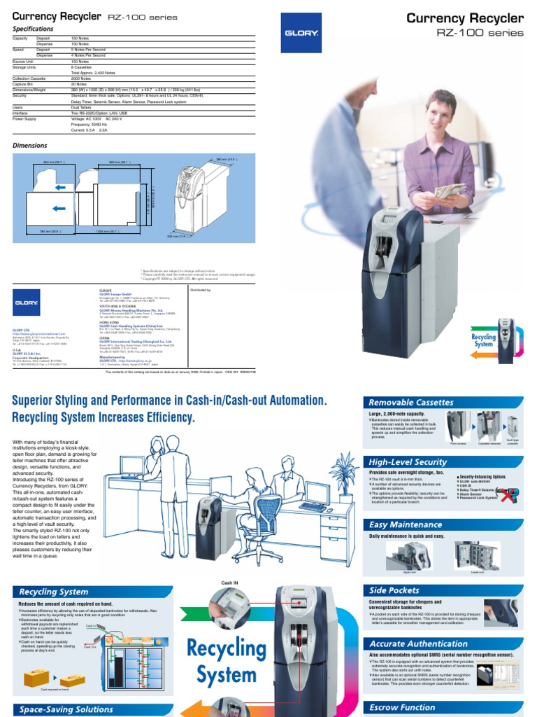 Glory RZ 100 Currency Recycler | PDF | Banknote | Cash