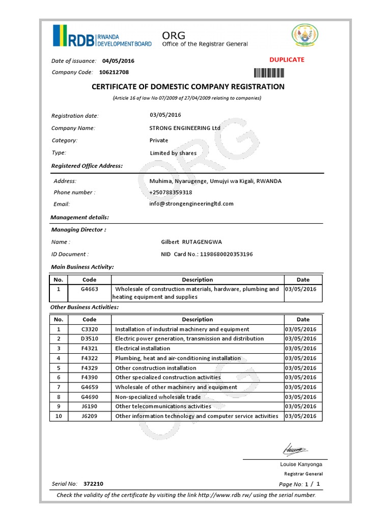 Strong Engineering Certificate and Tax Filing Dates | PDF | Balance ...