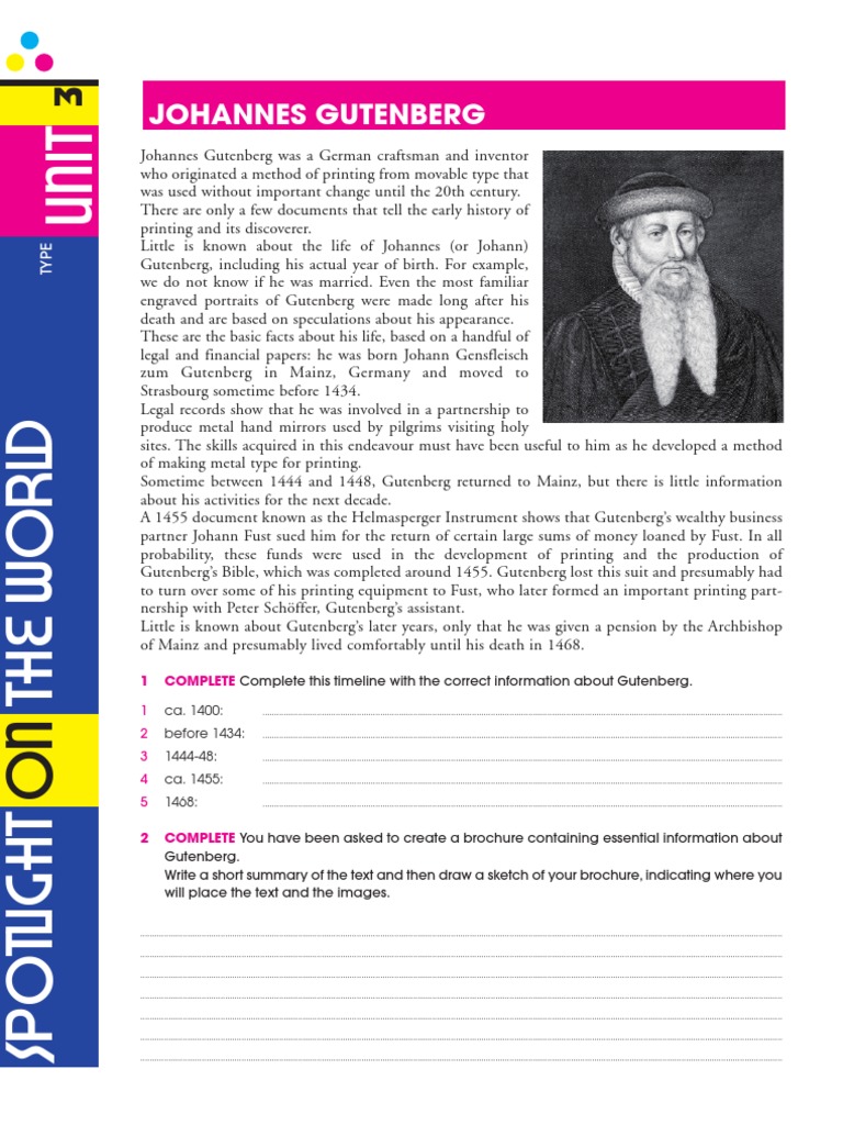 Spotlight - 03 - JOhannes Gutenberg | PDF | Johannes Gutenberg | Printing