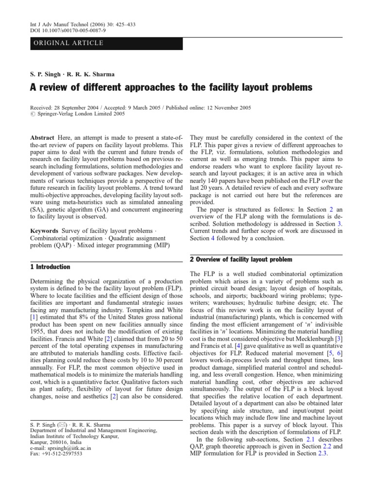Review Facility Layout Problems | PDF | Mathematical Optimization | Computational Complexity Theory