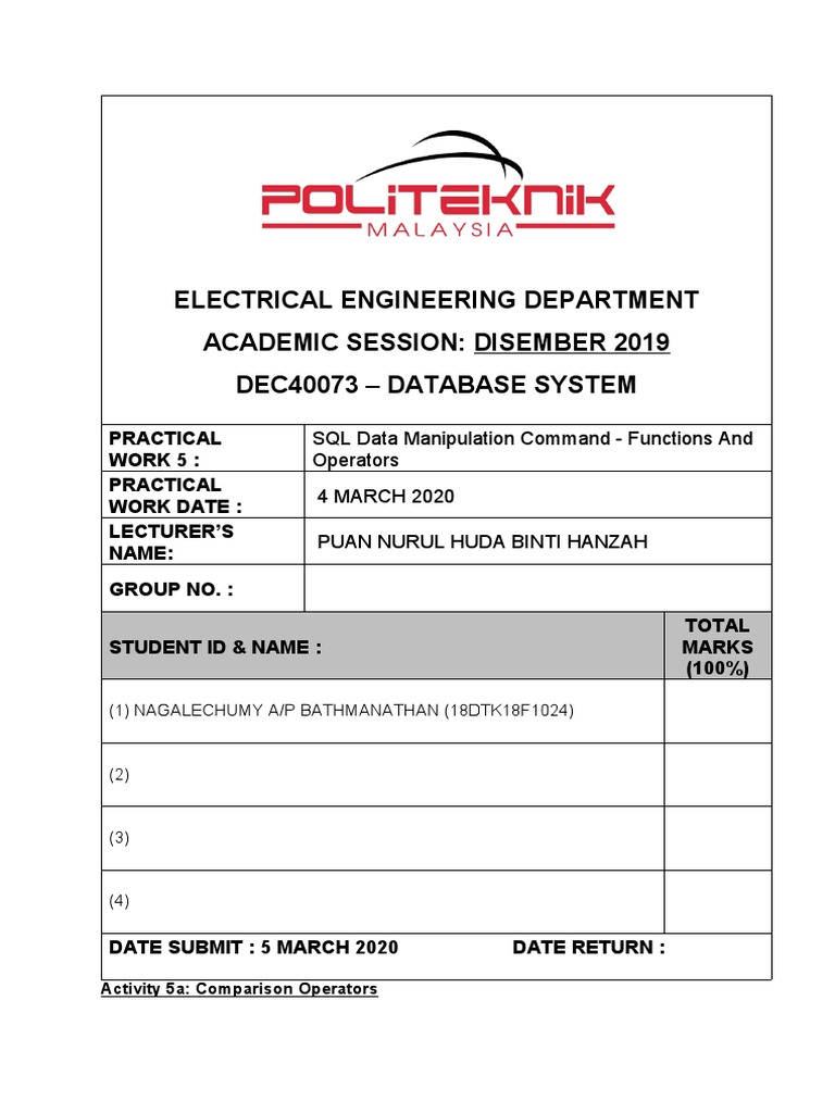 Database Lab 5 | PDF | Computer Programming | Information Technology