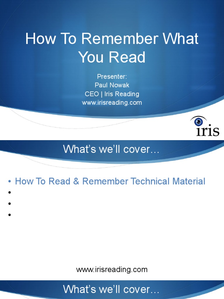 Techniques to Remember What You Read | PDF | Cognitive Neuroscience ...