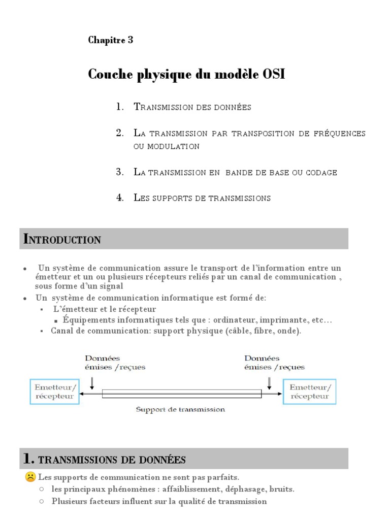 Couche Physique du Modèle OSI | PDF | Modulation | Câble coaxial