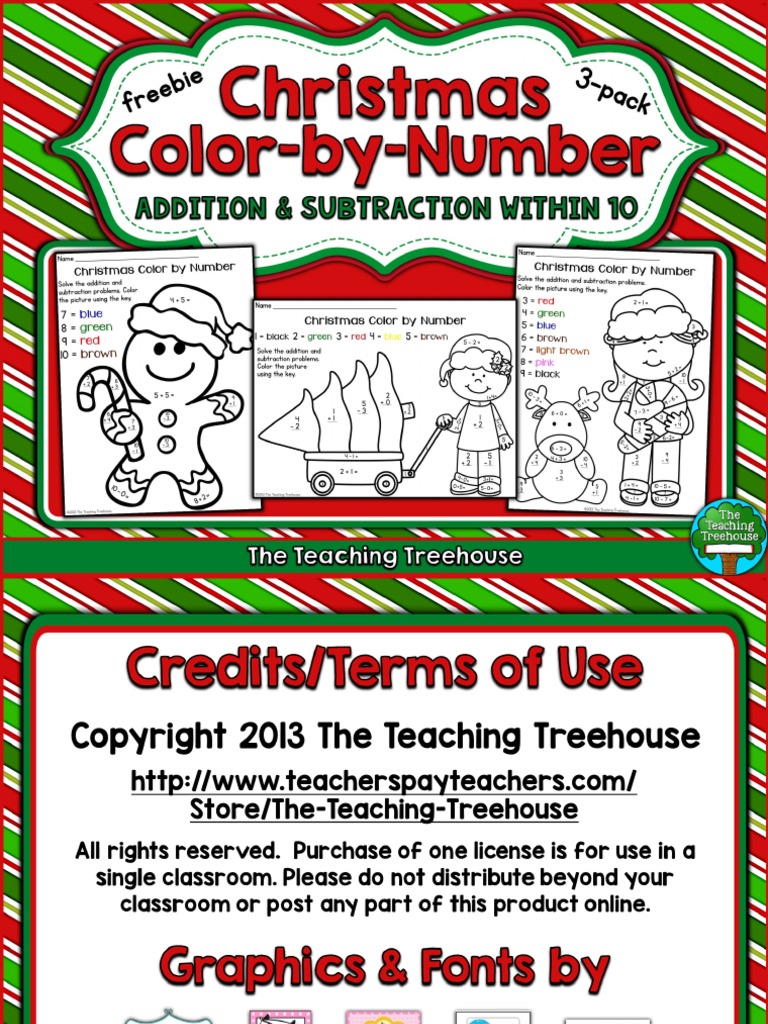Christmas Color By Number Addition