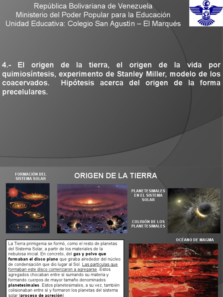 El Origen de La Tierra, El Origen de La Vida Por Quimiosintesis ...