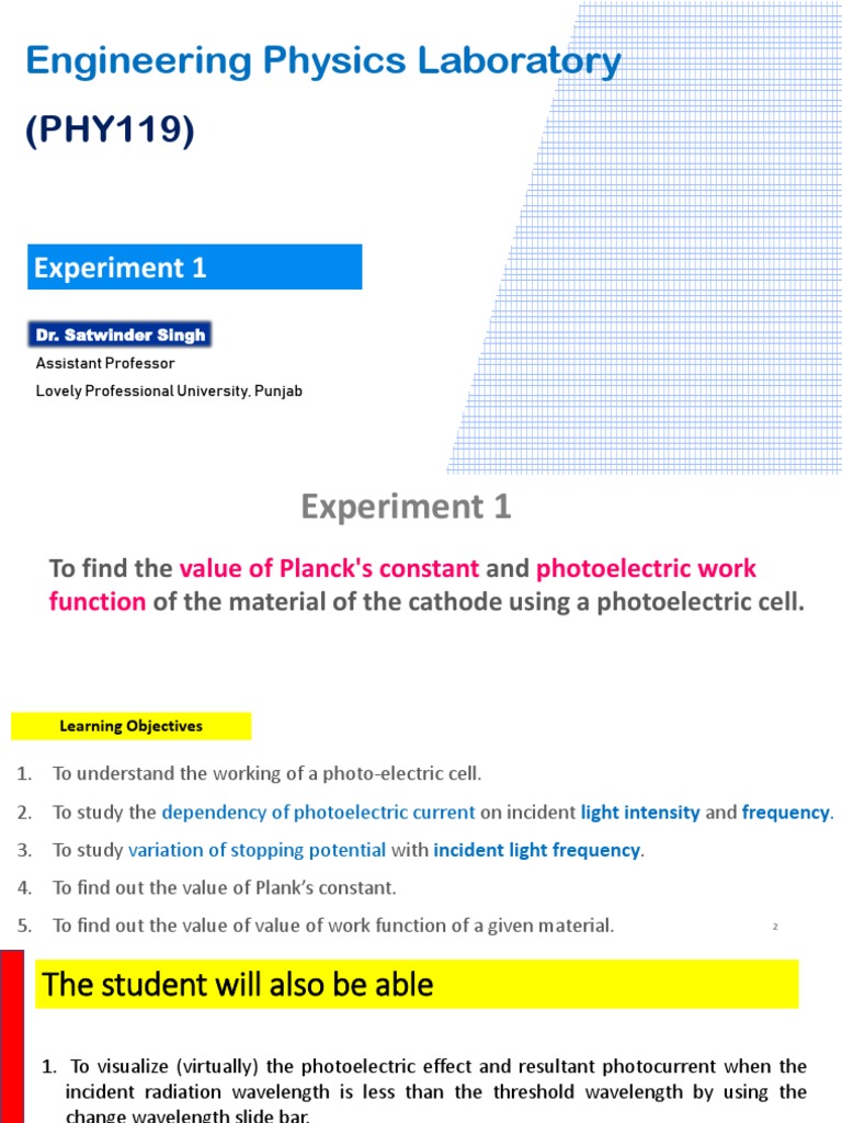 Exp 1 Photoelectric Effect | PDF | Photoelectric Effect | Atomic