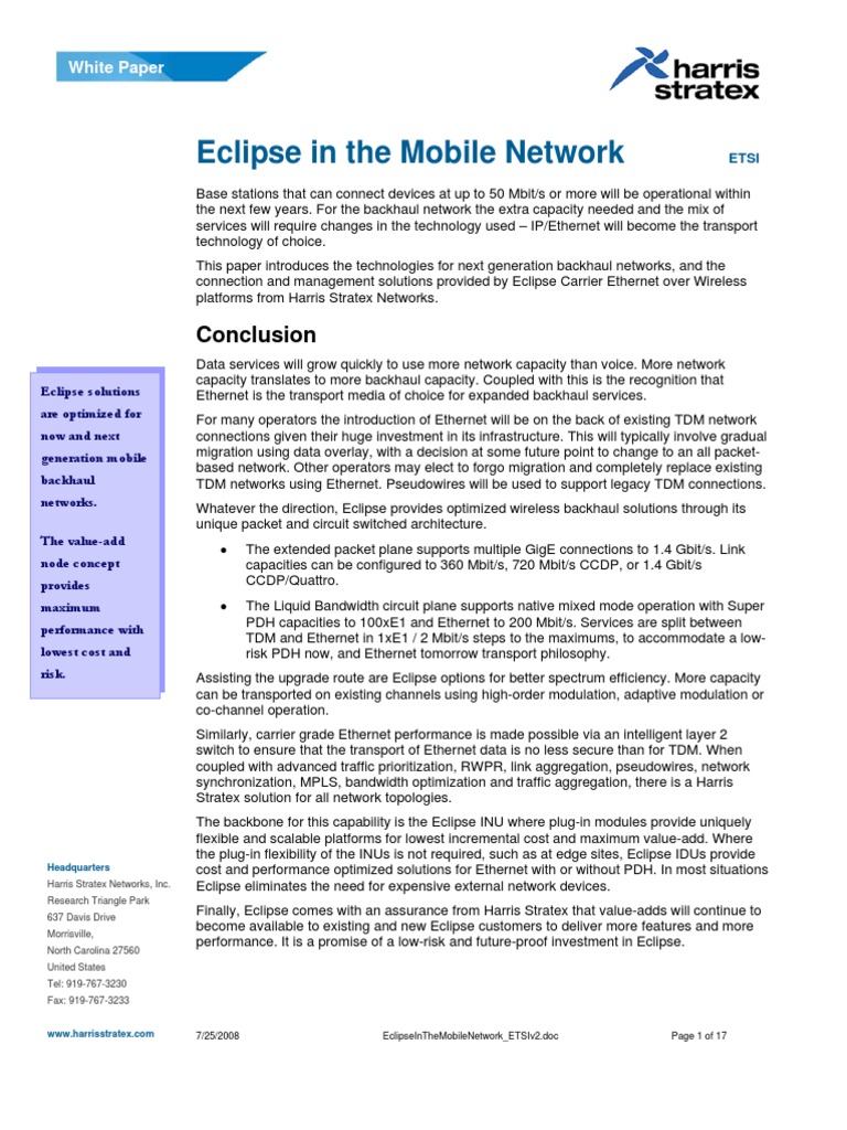 Eclipse in The Mobile Network: Conclusion | PDF | Multiprotocol Label ...