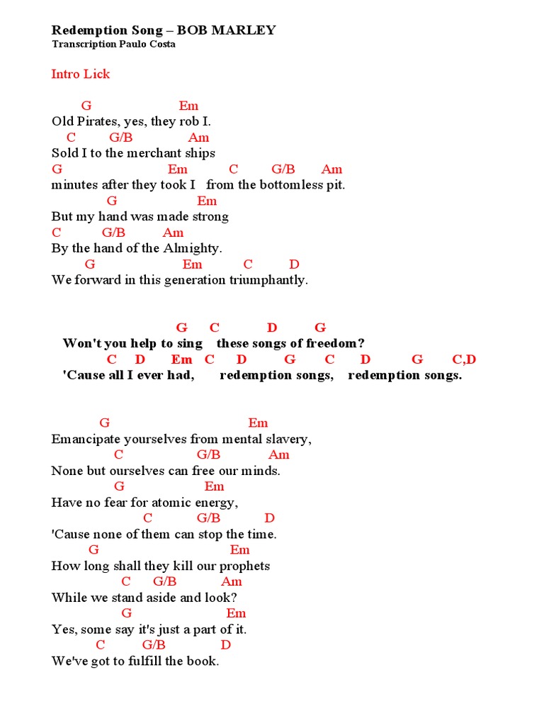 Bob Marley - Redemption Song | PDF