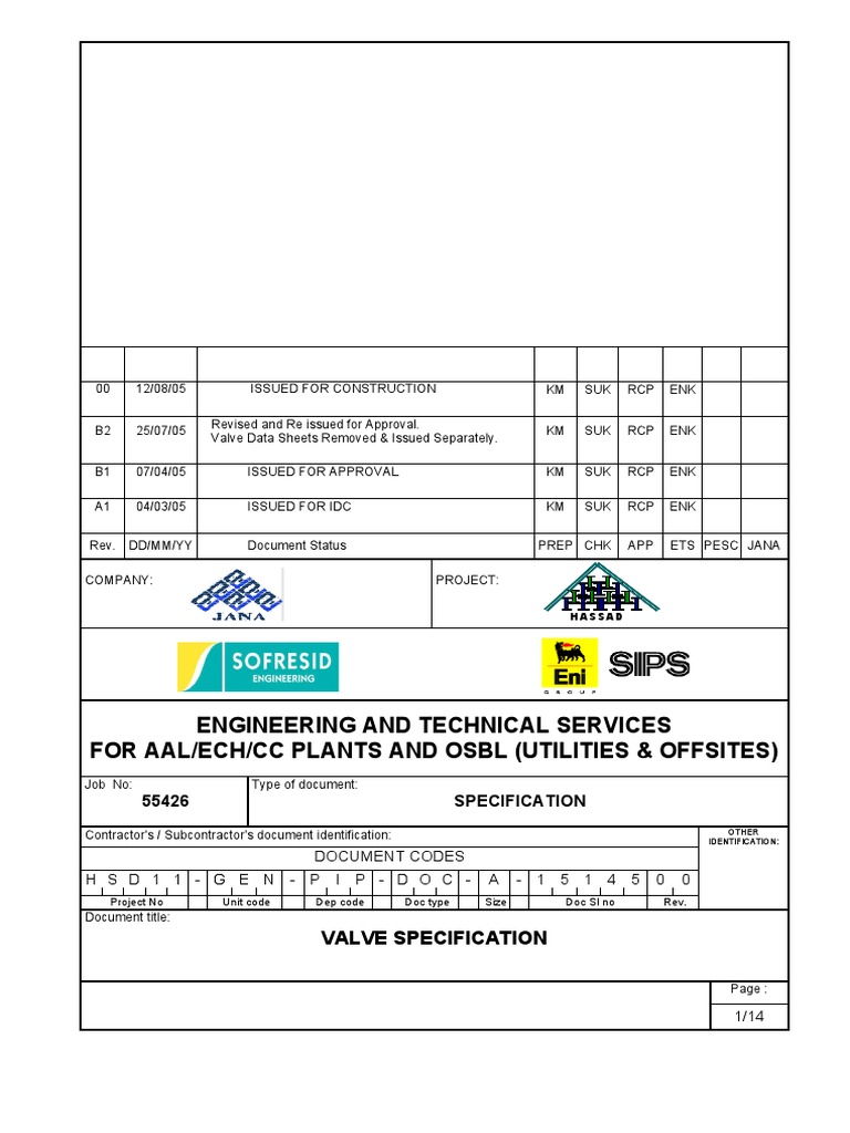 Engineering and Technical Services For Aal/Ech/Cc Plants and Osbl ...