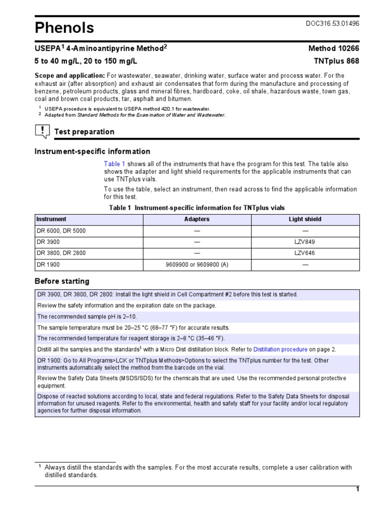 USEPA Aminoantipryne Metoda HACH | PDF | Asphalt | Ph