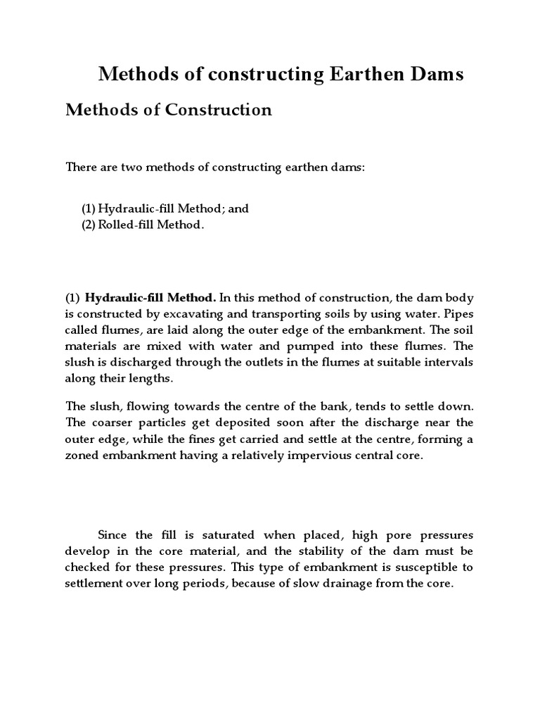 Methods of Constructing Earthen Dams | PDF | Dam | Levee