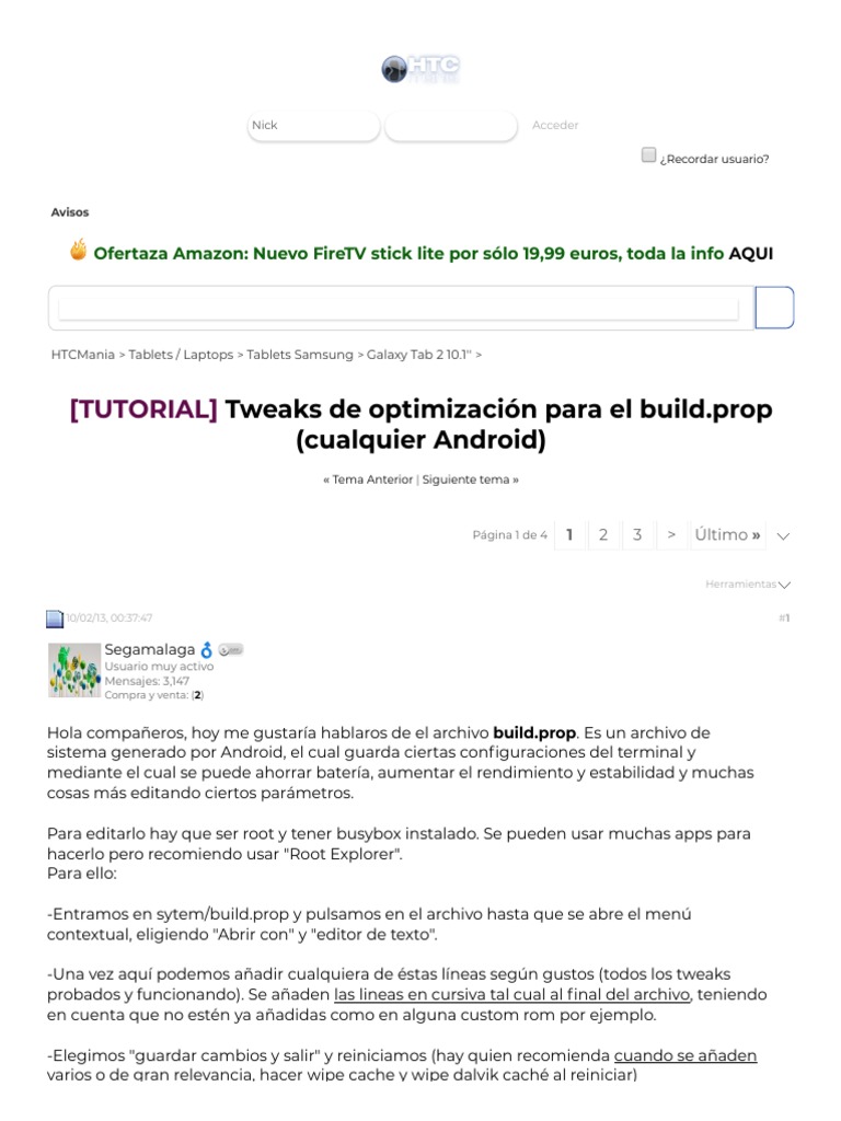 Tutorial Tweaks De Optimización Para El Build Prop Cualquier Android Htcmania Pdf 