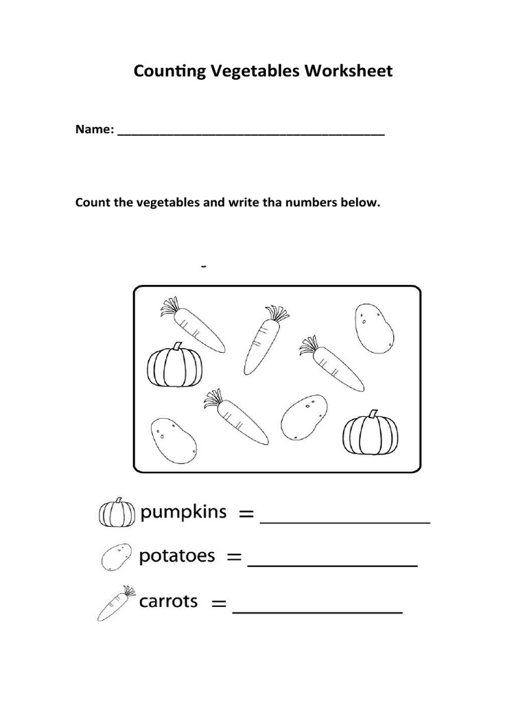 Counting Vegetables Worksheet | PDF
