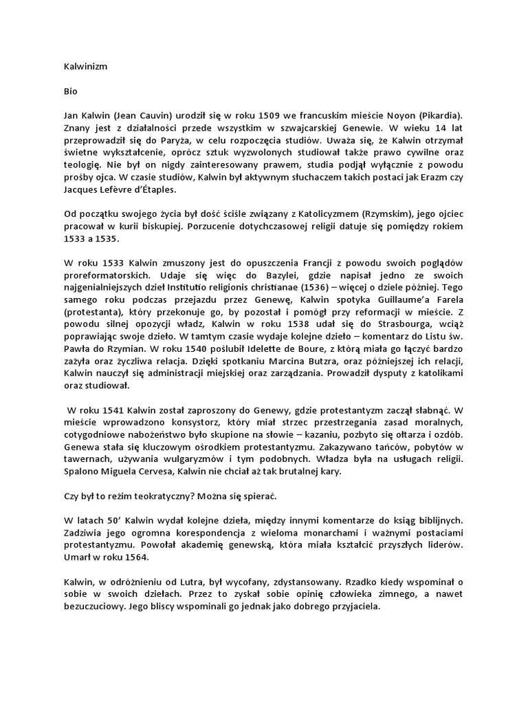 Kalwinizm | PDF