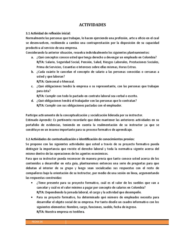 Actividades de Reflexion Inicial. Nomina... | PDF | Salario | Empresas Actividades de Reflexion Inicial. Nomina... | PDF | Salario | Empresas
