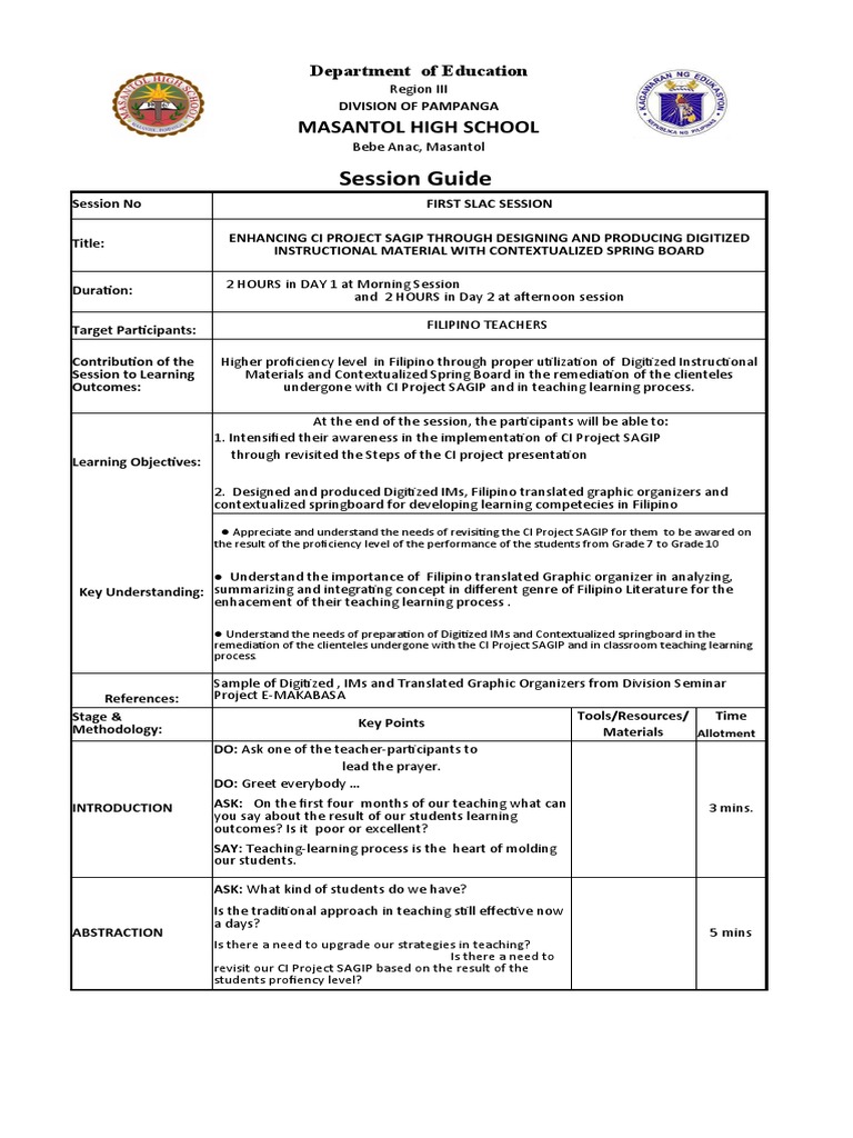 SLAC Guide in Filipino-2 | PDF | Educational Psychology | Teaching
